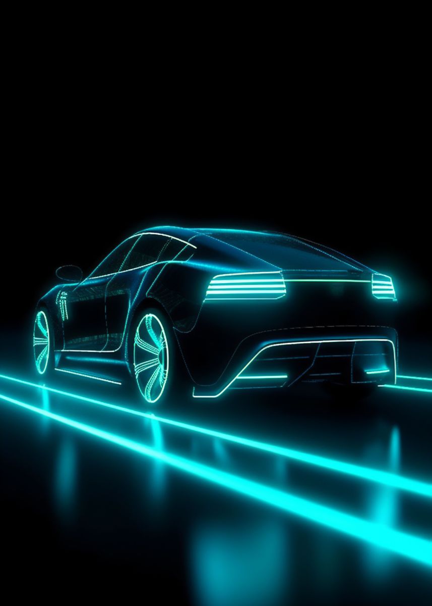 'Electric neon car' Poster, picture, metal print, paint by Bofferding ...