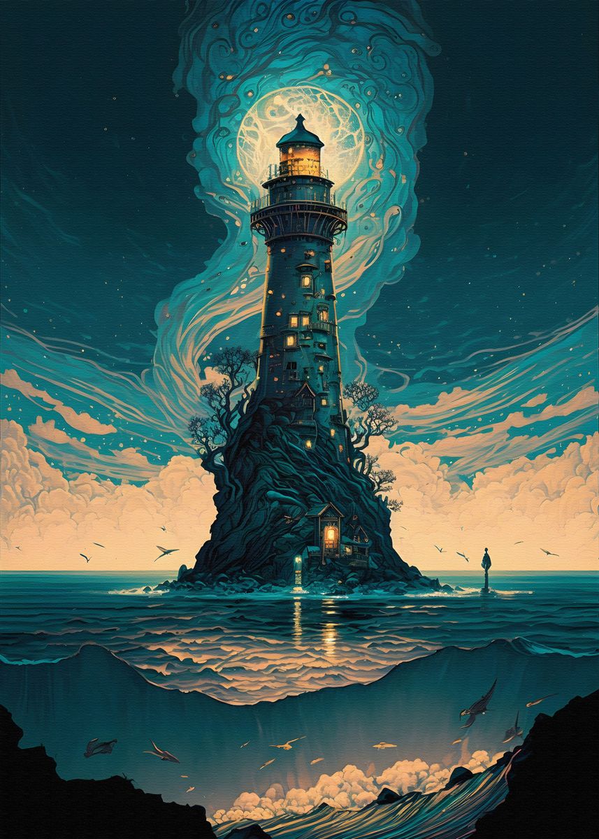 'Lighthouse against dark' Poster by WillardRenner Studio | Displate