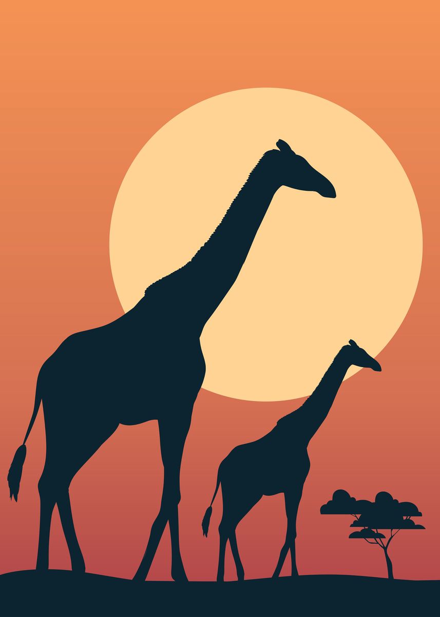 'Safari Sunset' Poster, picture, metal print, paint by Cool Worker ...