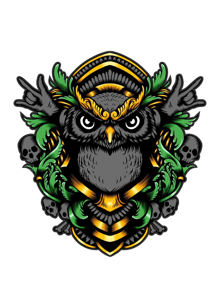 'Owl' Poster, picture, metal print, paint by Dede Wiradinata | Displate