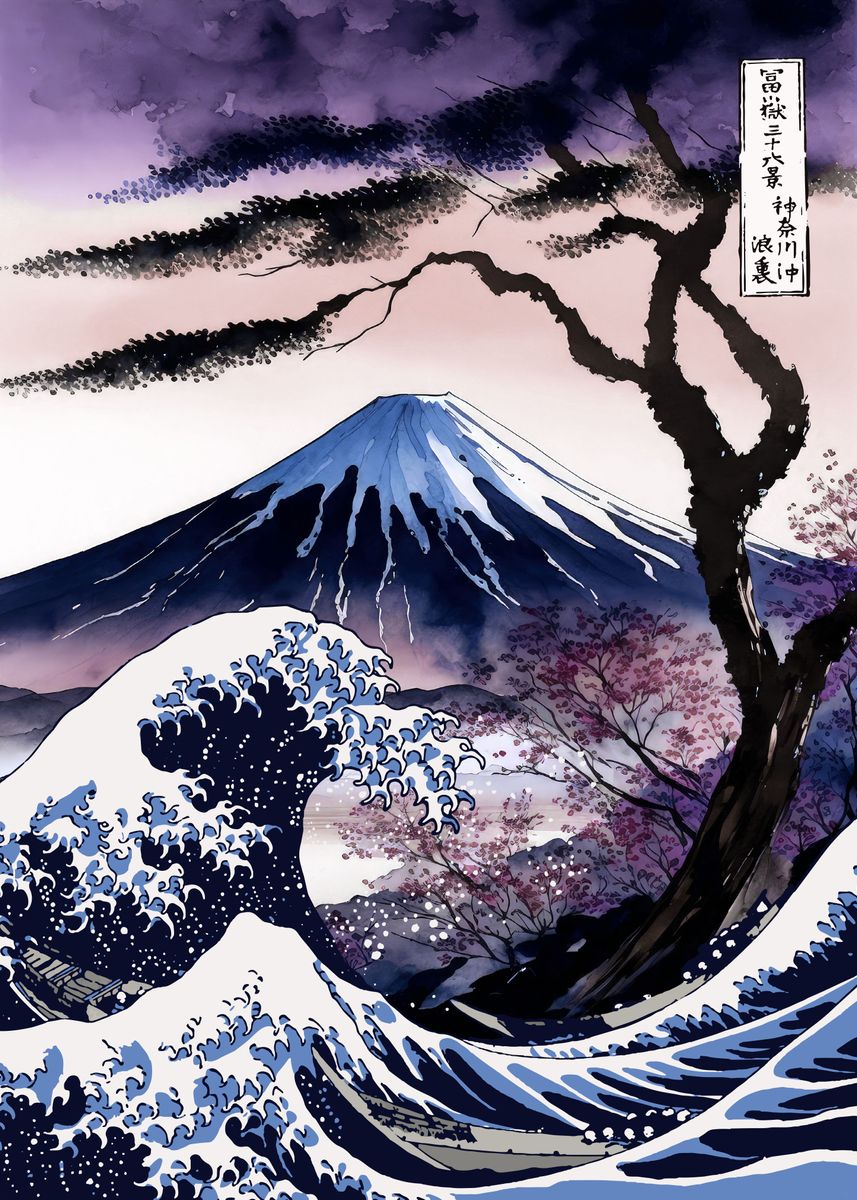'Fuji Mount Hokusai wave' Poster by Simon Darren | Displate