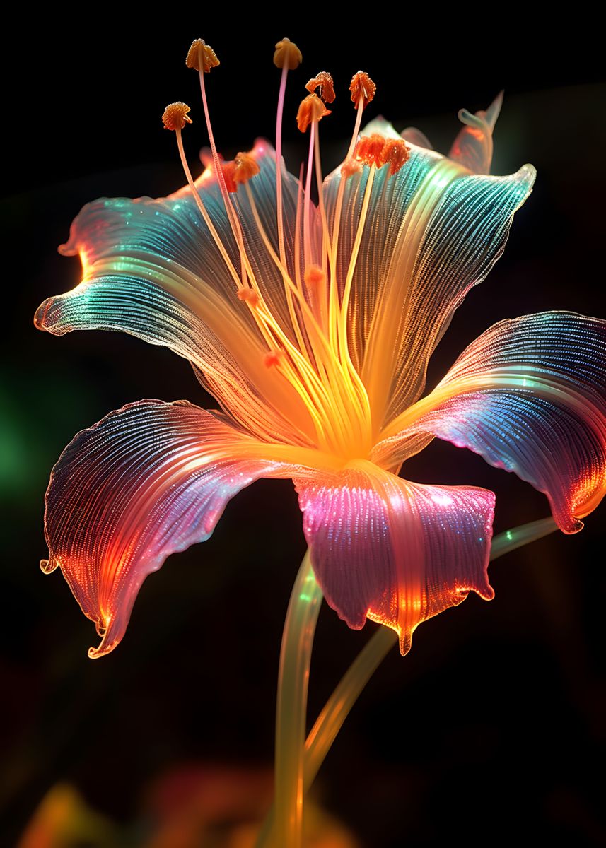 'Rainbow Glowing Lily' Poster, picture, metal print, paint by Lolita ...