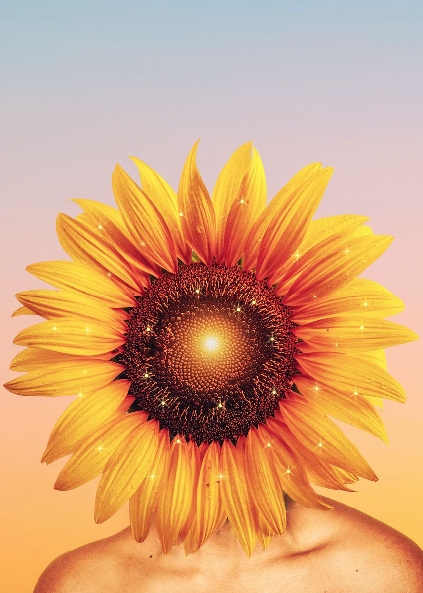 'Sunflower Surreal Head ' Poster, picture, metal print, paint by ...