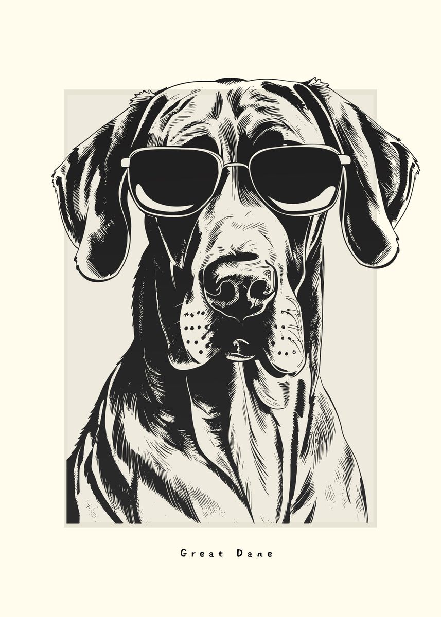 'Great Dane Illustration' Poster, picture, metal print, paint by Rafael Dxgn | Displate