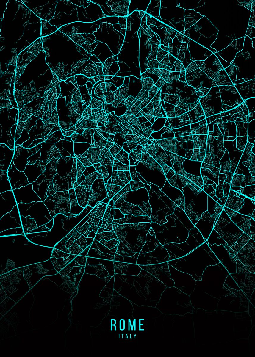'Rome blue map' Poster, picture, metal print, paint by Arturo Vivo ...
