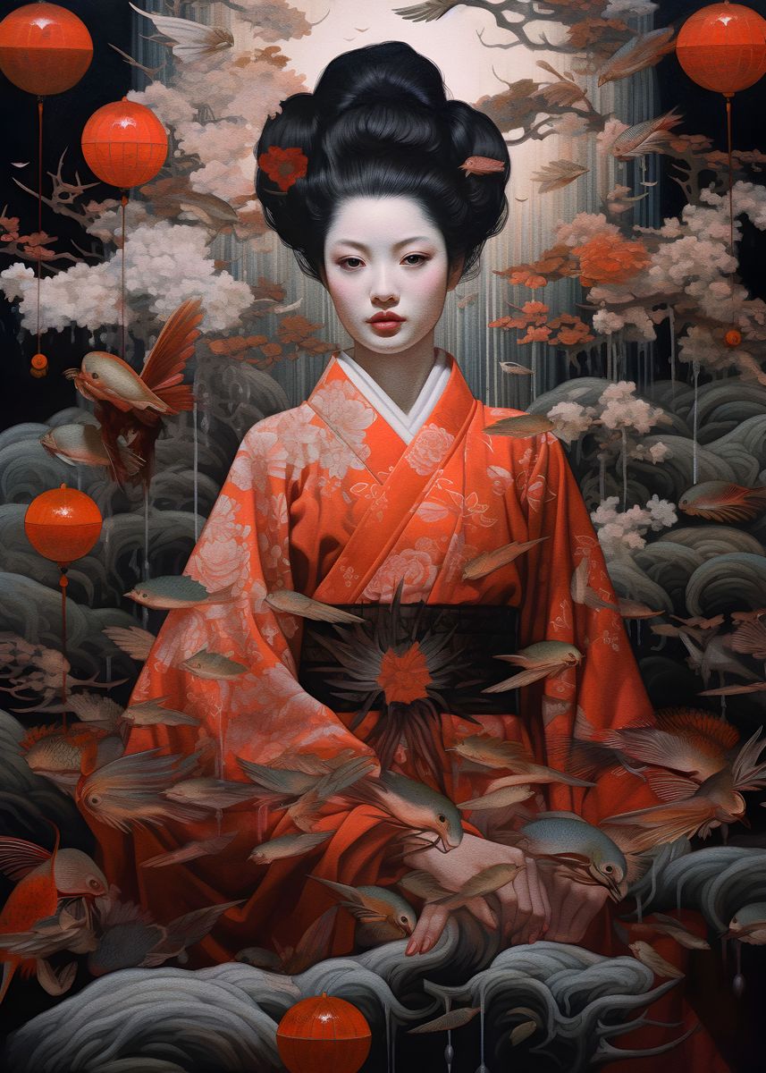 'Geisha fish' Poster by Elz art | Displate