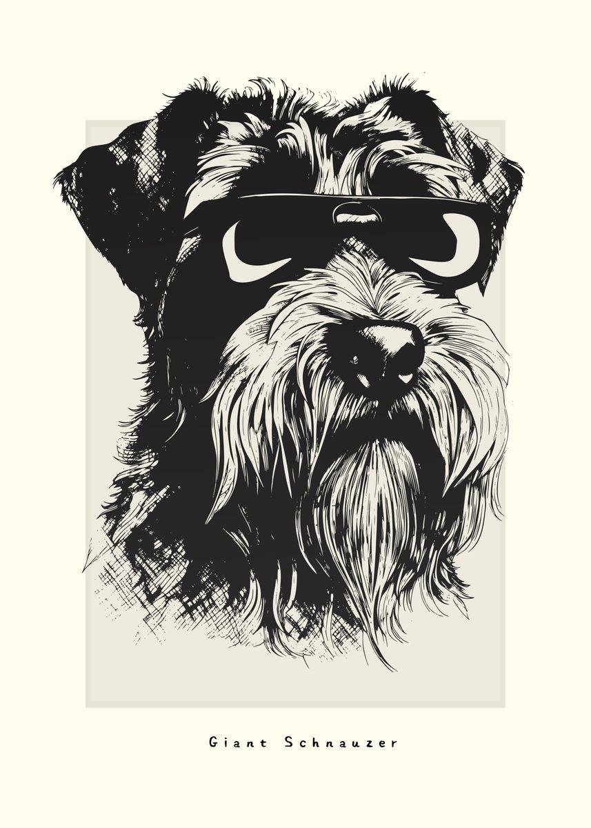 'Giant Schnauzer Sketch' Poster, picture, metal print, paint by Rafael Dxgn | Displate