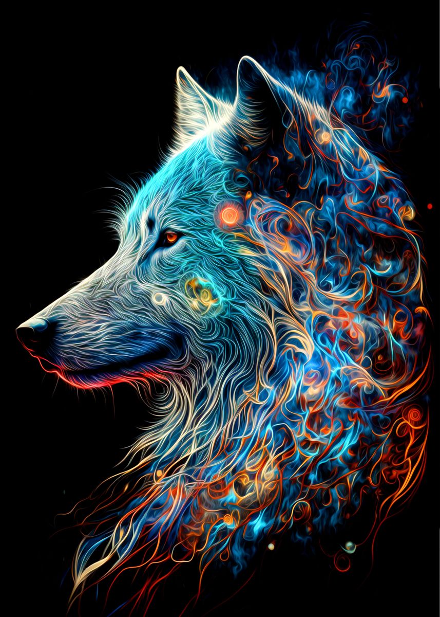 'Wolf' Poster, picture, metal print, paint by bds land | Displate