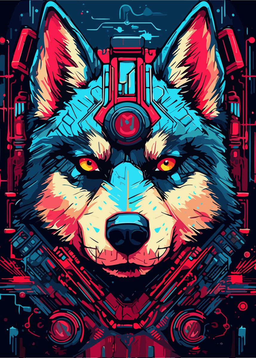 'Cyberpunk Siberian Husky' Poster, picture, metal print, paint by Art ...