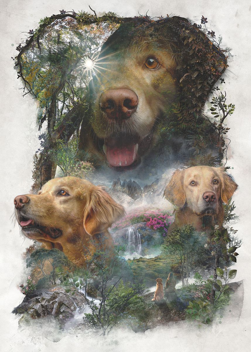 'Golden Retriever ' Poster, picture, metal print, paint by Barrett ...