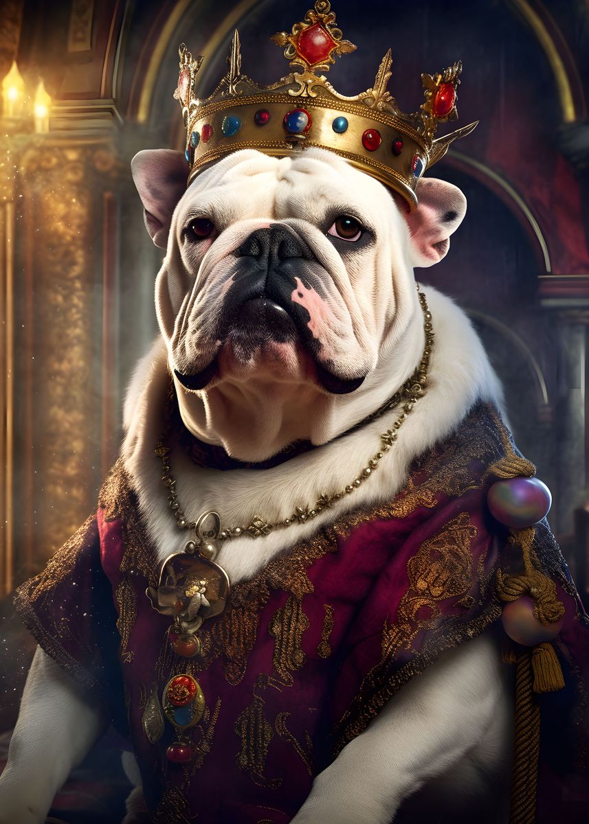 'Bulldog baroque' Poster, picture, metal print, paint by minh ha | Displate