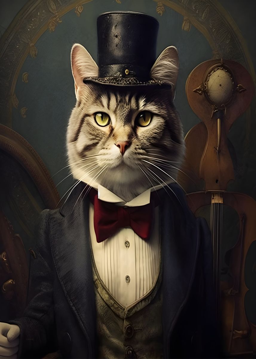 'Maestro cat' Poster, picture, metal print, paint by LUNOME | Displate