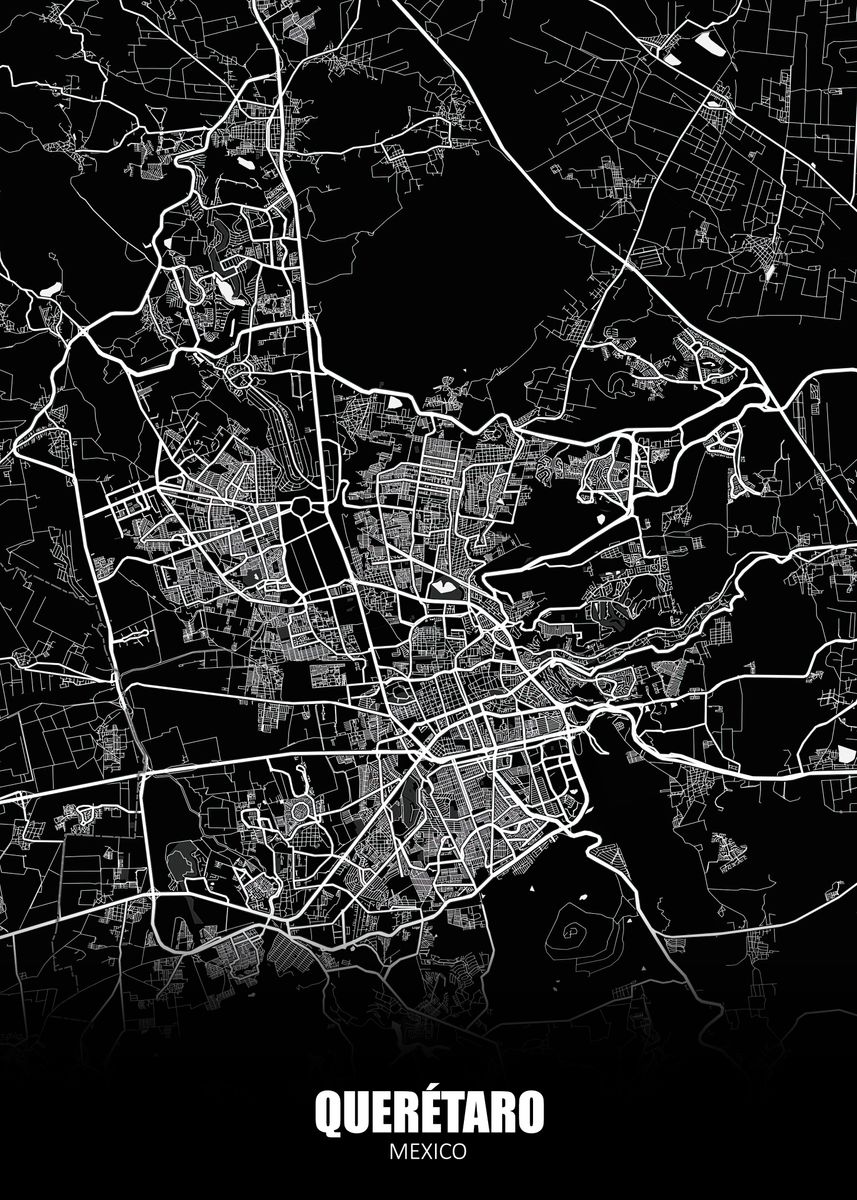 'Queretaro Mexico Map' Poster, picture, metal print, paint by Zake ...