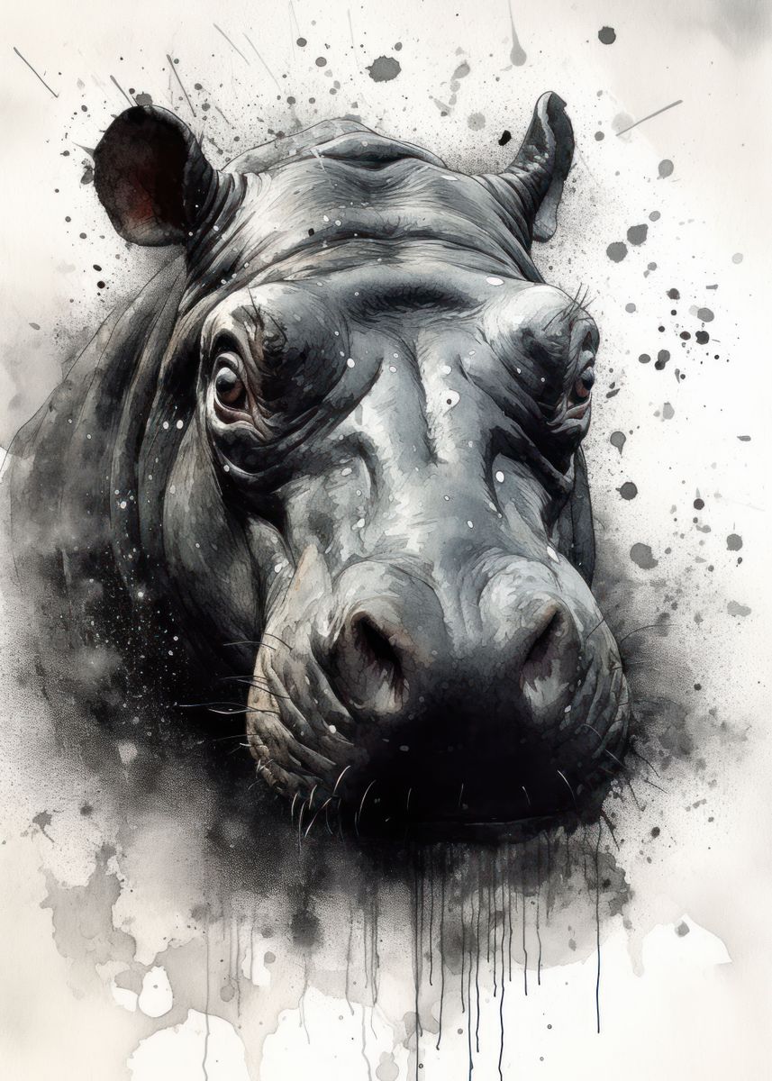 'Hippo Natures Behemoth' Poster, picture, metal print, paint by Usama ...