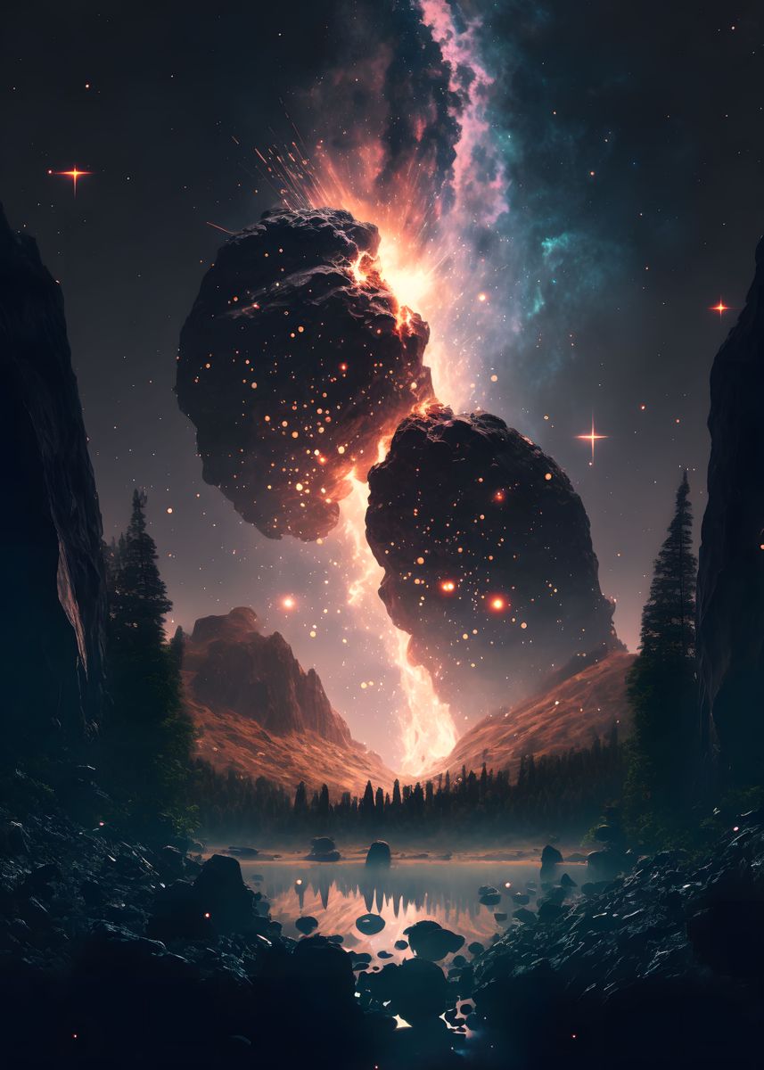 'Galaxy Landscape' Poster, picture, metal print, paint by Creative YS ...