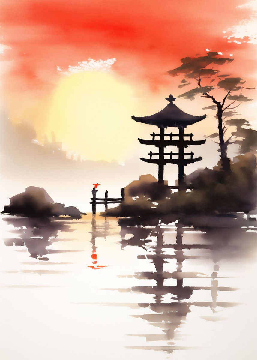 'Japanese shrine' Poster, picture, metal print, paint by Bofferding ...