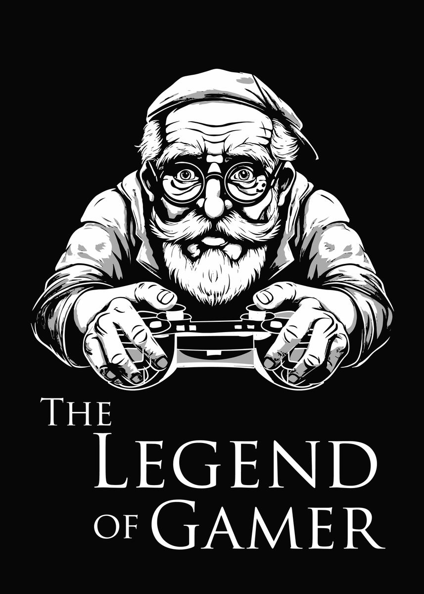 'old gamer legend' Poster, picture, metal print, paint by dam art ...