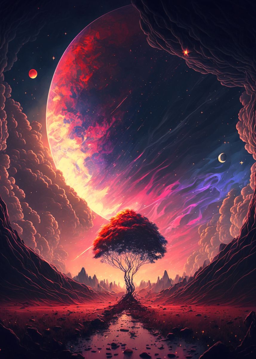 'Galaxy Landscape' Poster, picture, metal print, paint by Creative YS ...