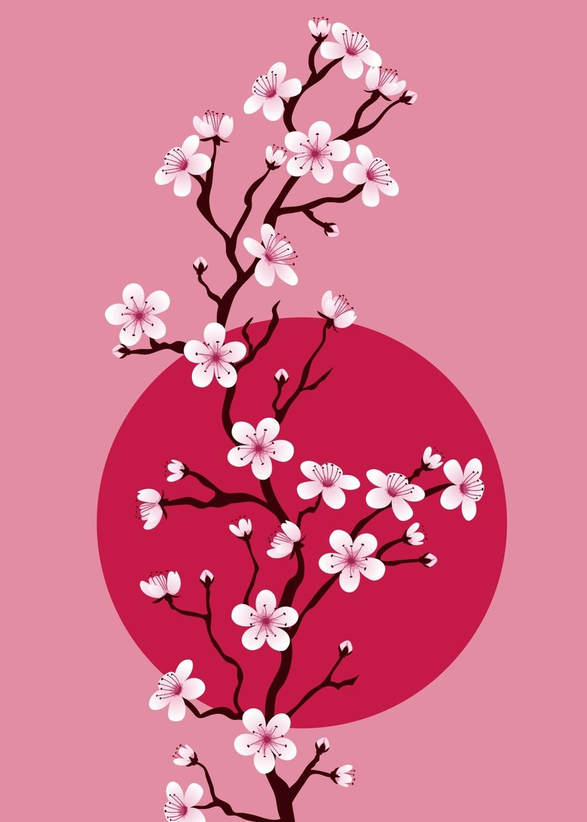 'Cherry blossoms' Poster, picture, metal print, paint by SheldonBennett ...
