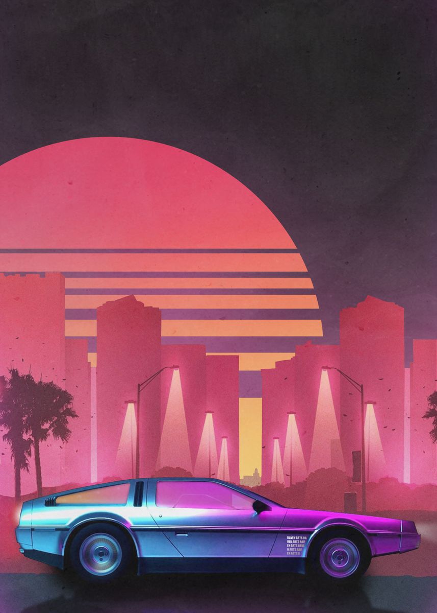 'Delorean Night Drive' Poster, picture, metal print, paint by Raven ...