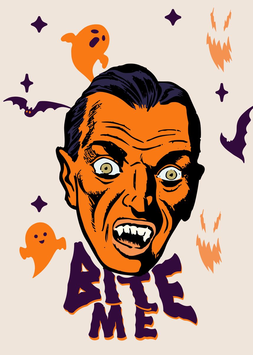 'Bite Me Halloween Poster' Poster, picture, metal print, paint by Luxe ...