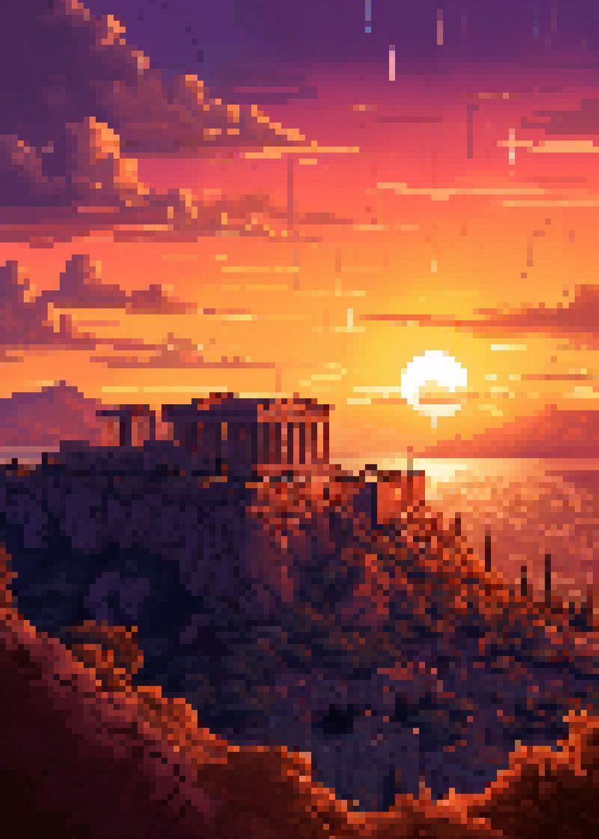 'Acropolis Athens pixel art' Poster, picture, metal print, paint by ...