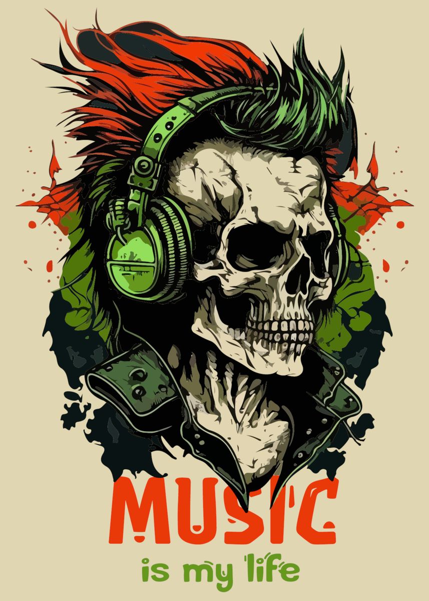 'Listening Music is My Life' Poster, picture, metal print, paint by ...