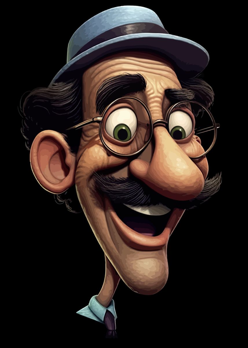 'Groucho Marx caricature' Poster, picture, metal print, paint by amelie ...