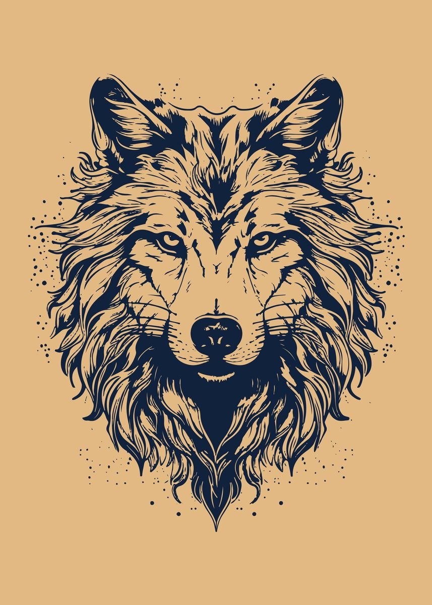 'wolf head retro' Poster, picture, metal print, paint by dam art | Displate