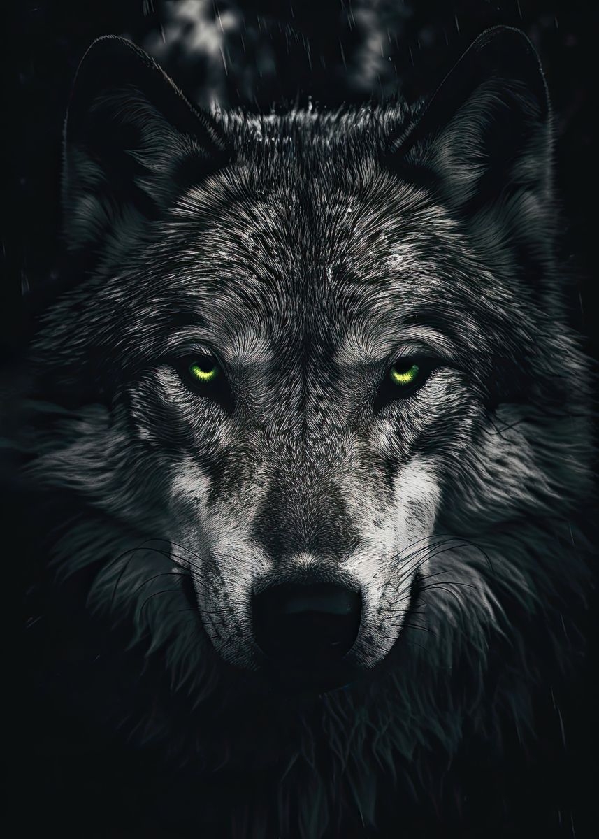 'Wolf face portrait' Poster, picture, metal print, paint by Michael ...