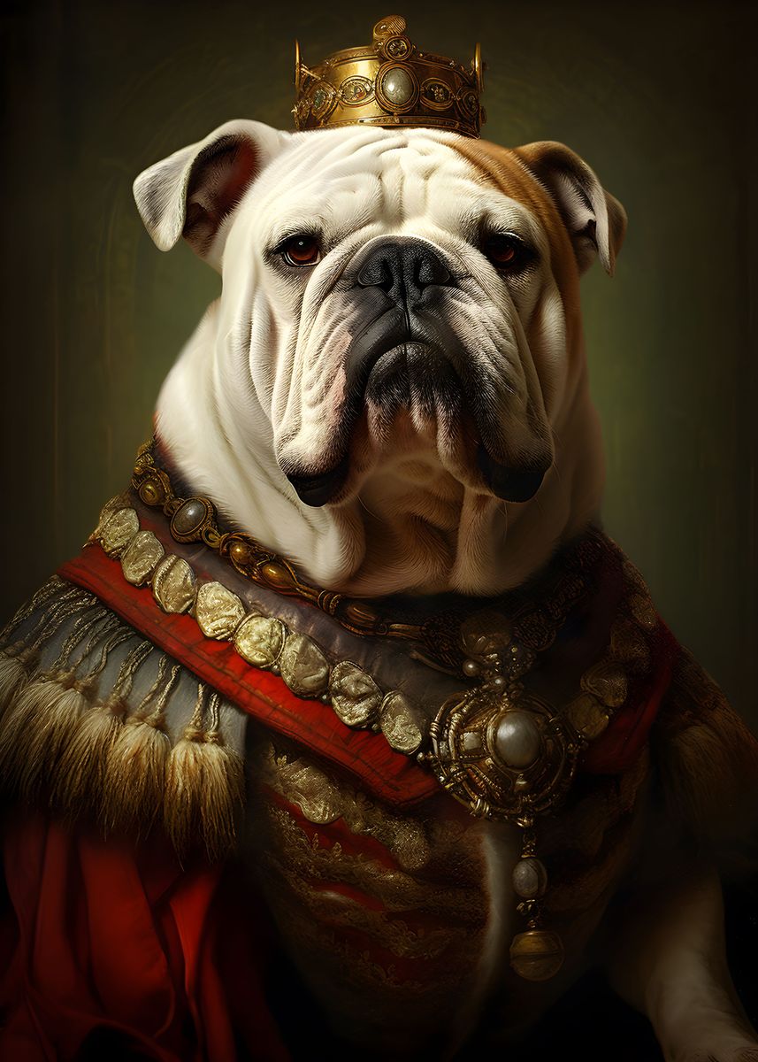 'Bulldog baroque' Poster, picture, metal print, paint by minh ha | Displate