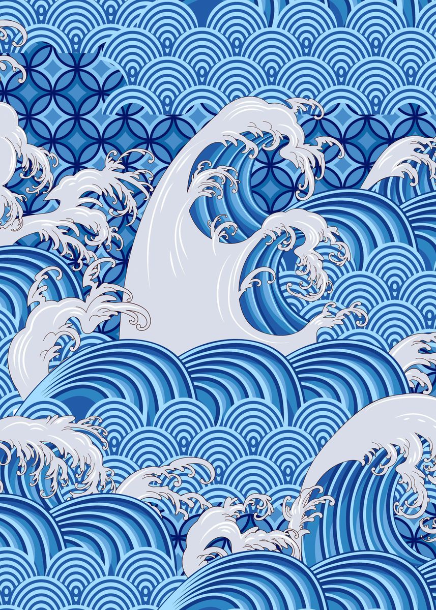 'Japanese Wave' Poster, picture, metal print, paint by Space Nature ...