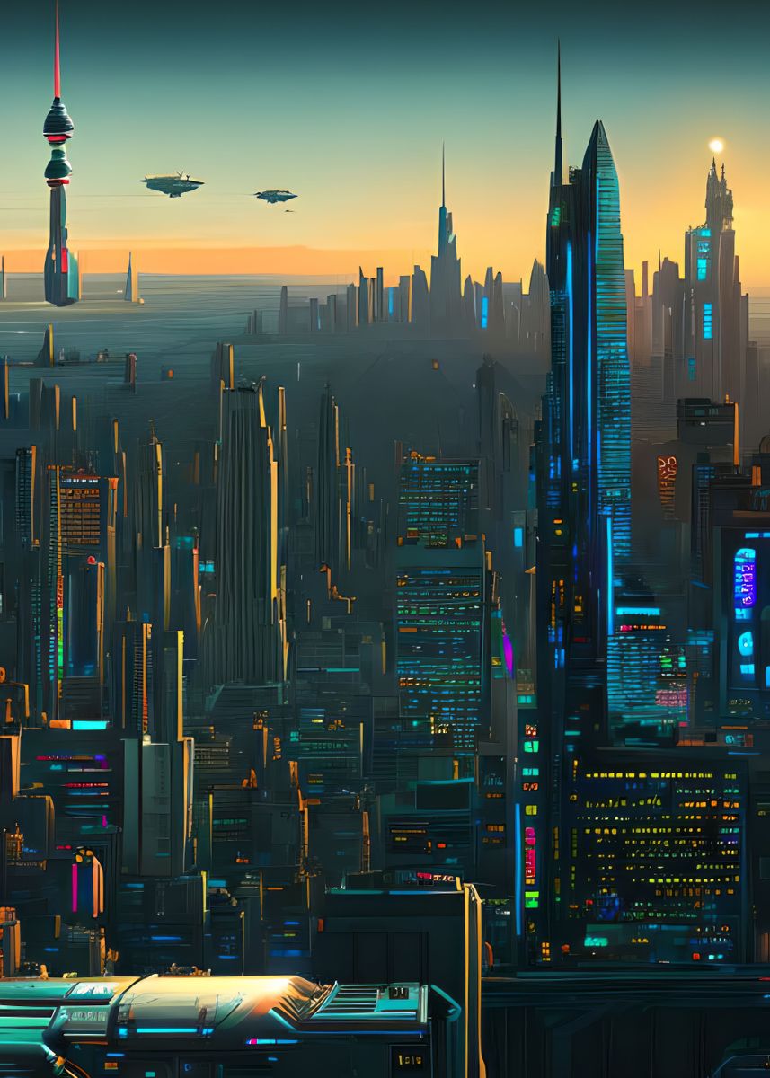 'Cyberpunk Cities' Poster, picture, metal print, paint by Dario Berardi ...