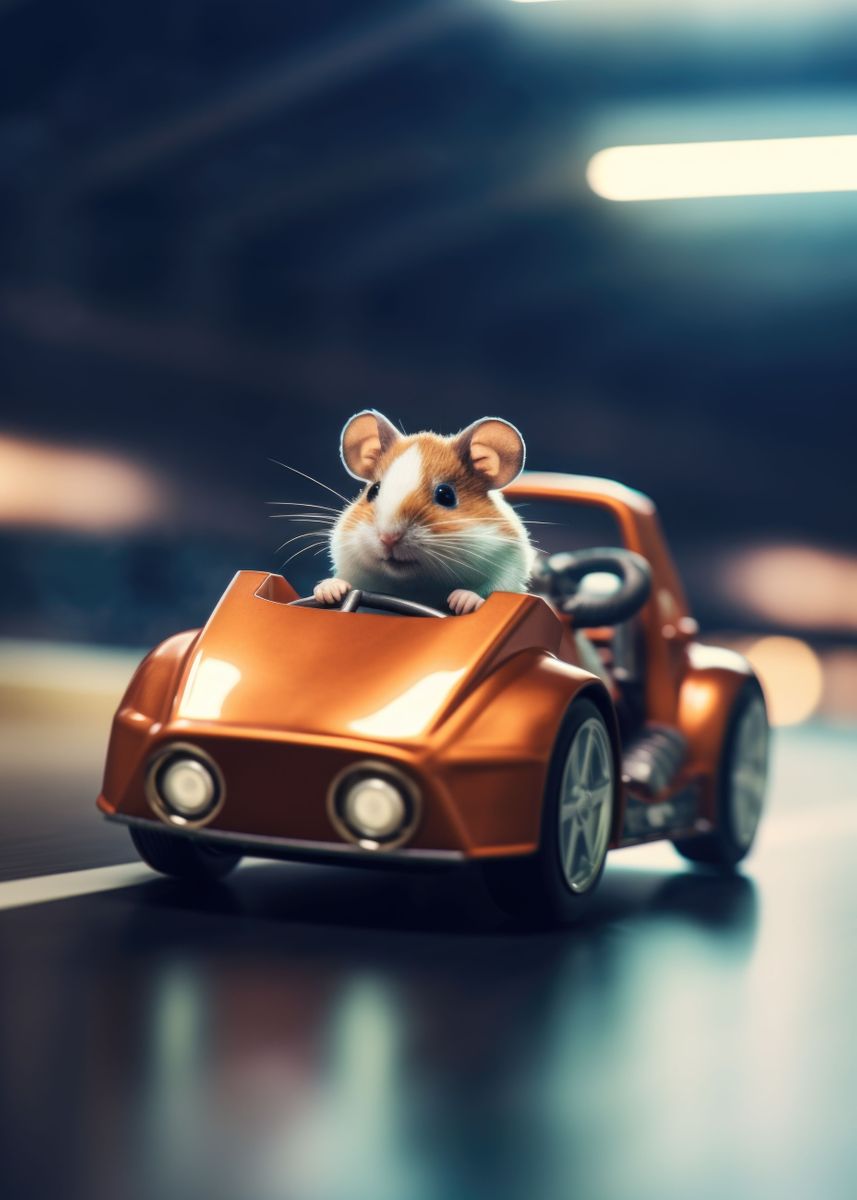 'Hamster in Sportscar 2' Poster by DM Photography | Displate