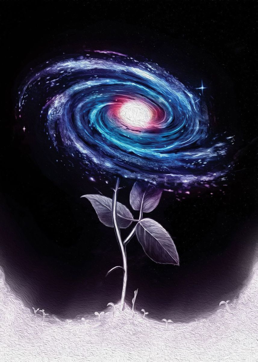 'Galaxy Flower Neon Floral' Poster, picture, metal print, paint by ...