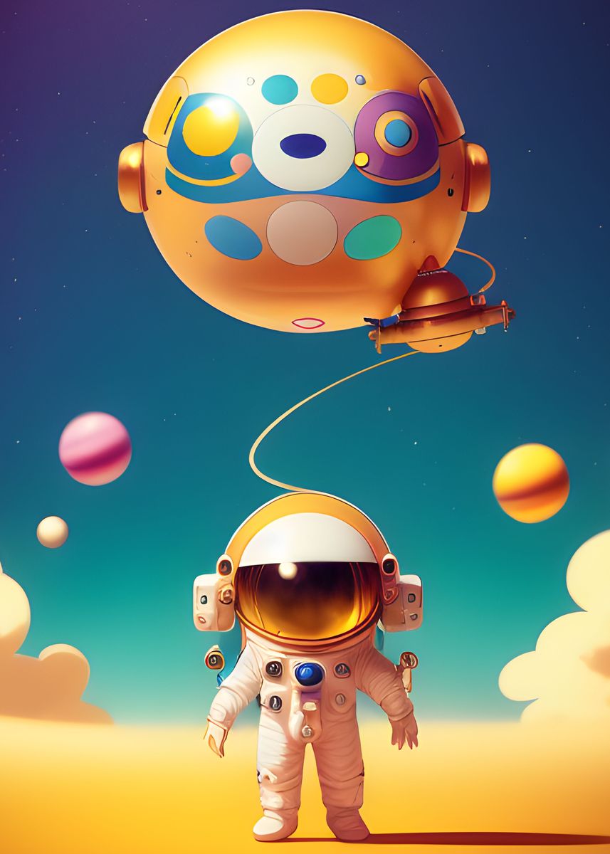 'Cute Astronaut' Poster, picture, metal print, paint by ...