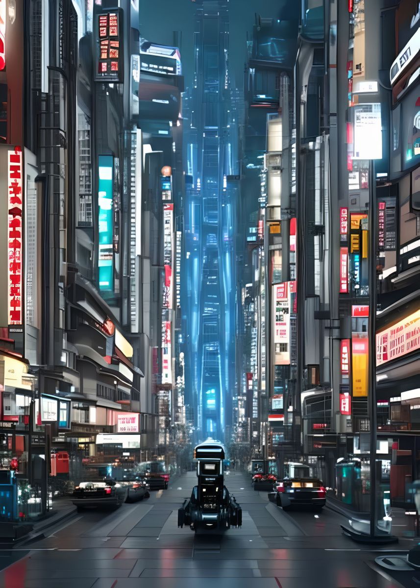 'Cyberpunk Cities' Poster, picture, metal print, paint by Dario Berardi ...
