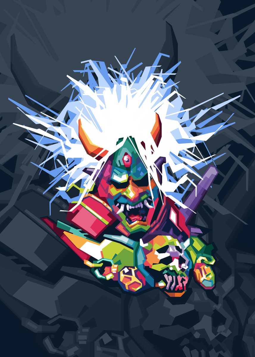 'Oni ' Poster, picture, metal print, paint by Ant Sepulchre | Displate