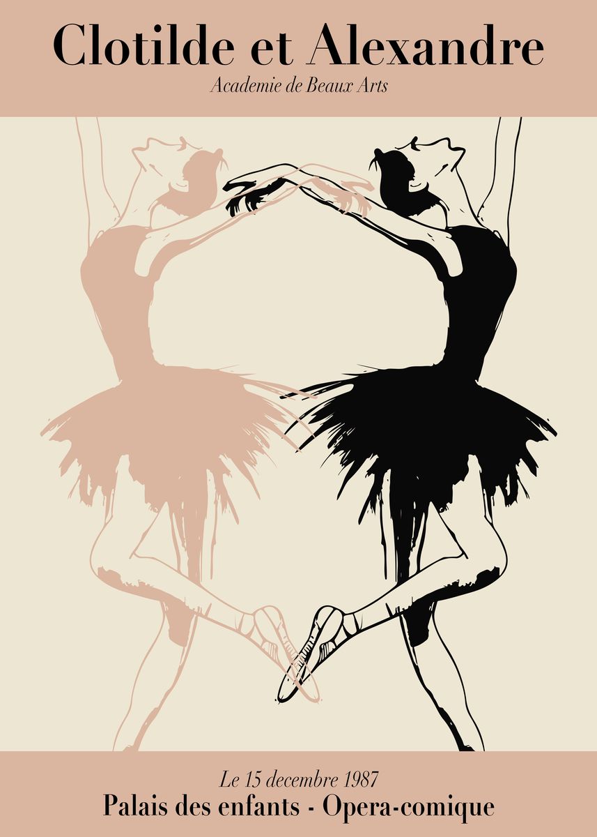 'Retro French Ballet' Poster, picture, metal print, paint by BluePinkPanther | Displate
