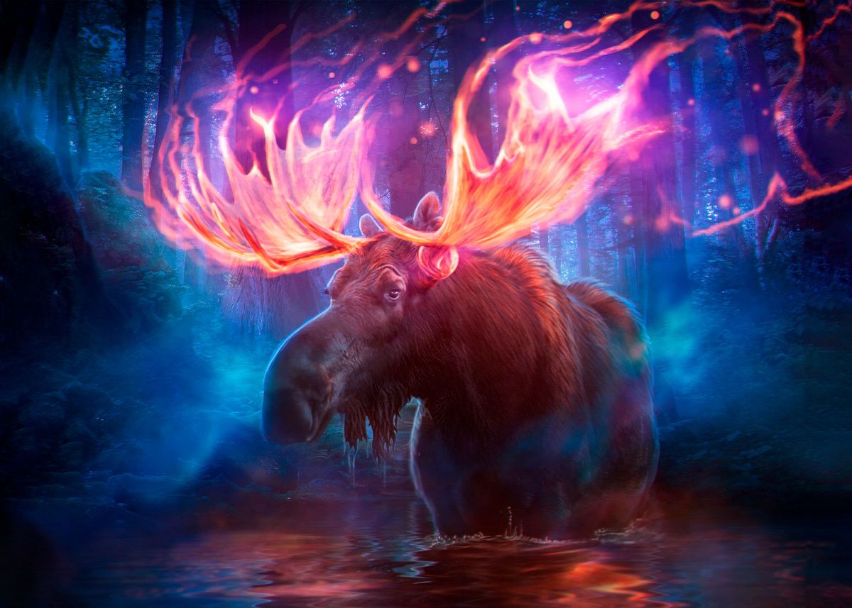 'Glowing Mystic Elk' Poster by Visualsbymateus | Displate