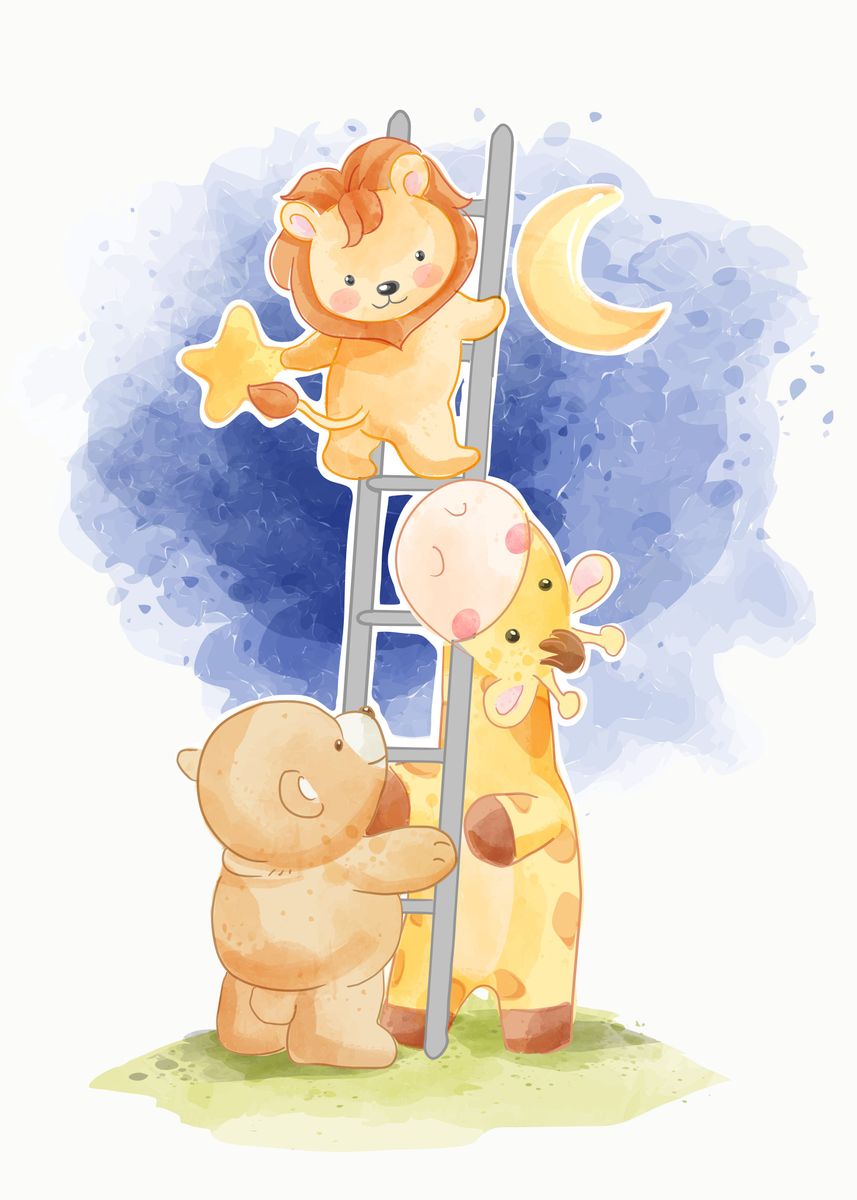 'Wild animal friends' Poster, picture, metal print, paint by Lloyd ...