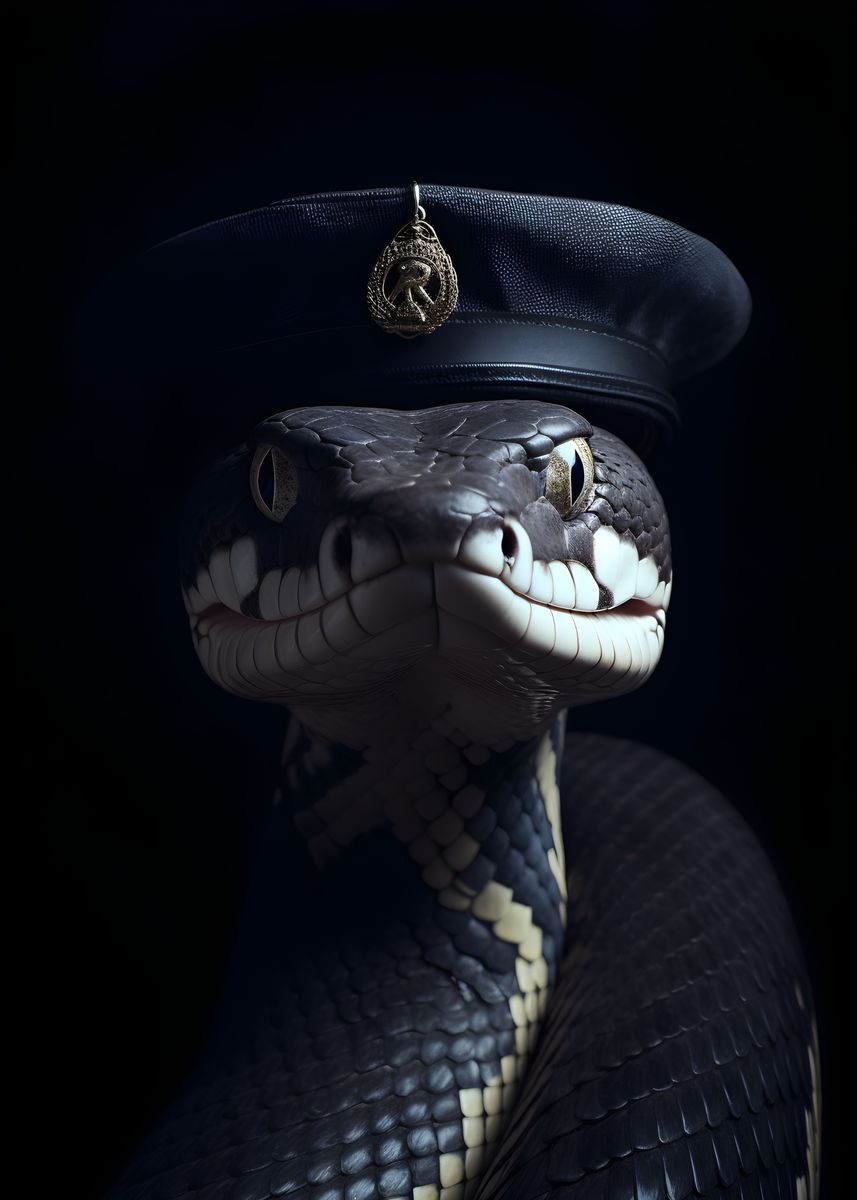 'Police Officer Snake' Poster, picture, metal print, paint by Makadur ...