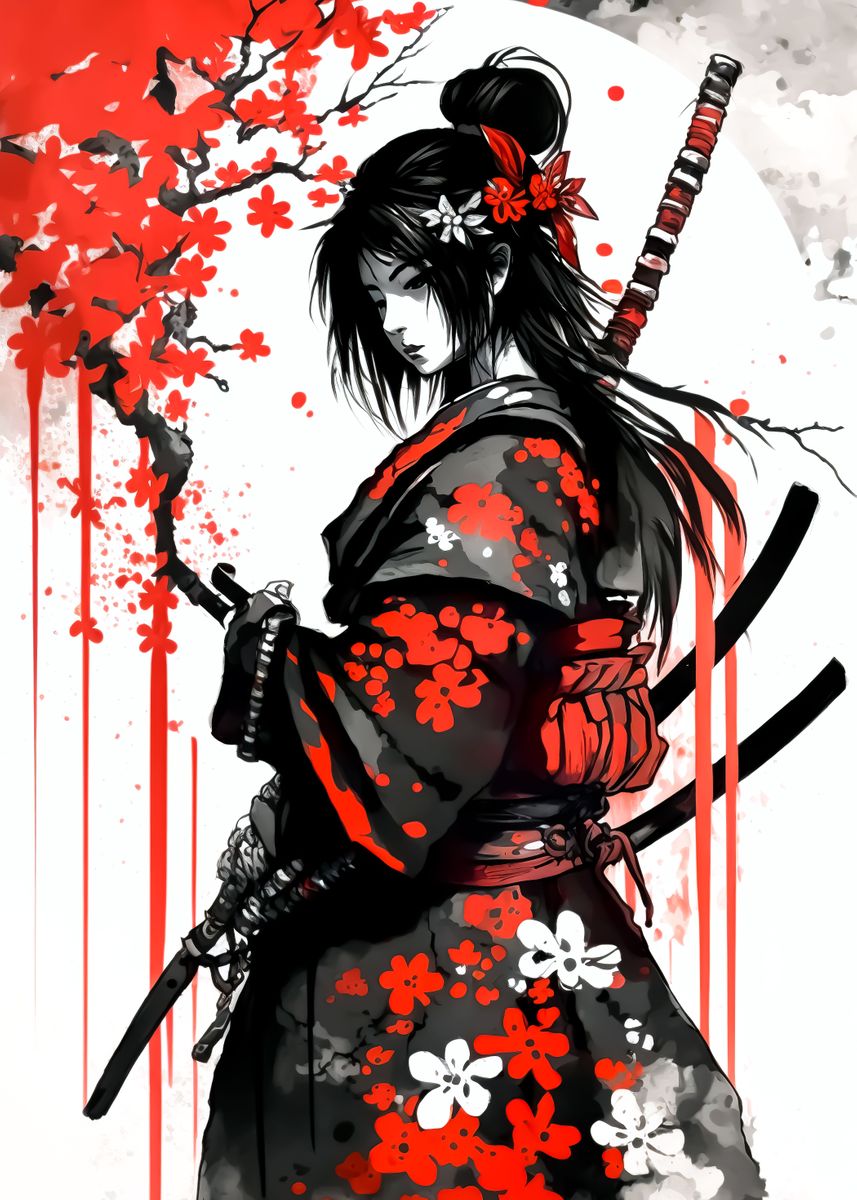 'Samurai Girl' Poster, picture, metal print, paint by Reflection Quotes ...