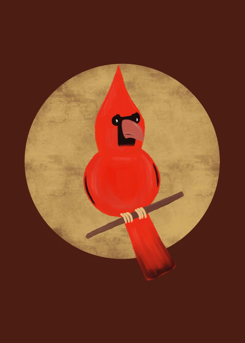 'Suspicious red cardinal' Poster, picture, metal print, paint by Elena ...