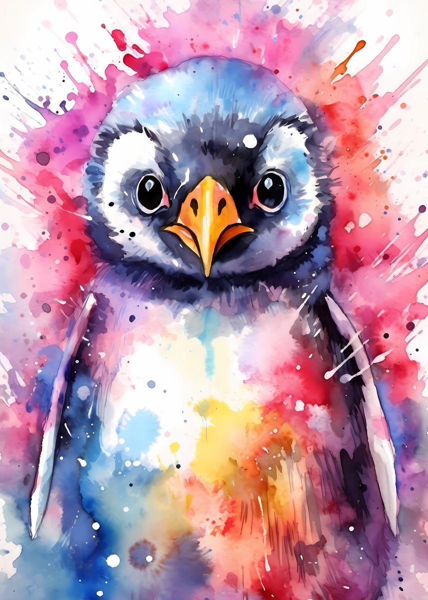 'Penguin Colorful' Poster, picture, metal print, paint by DecoyDesign ...