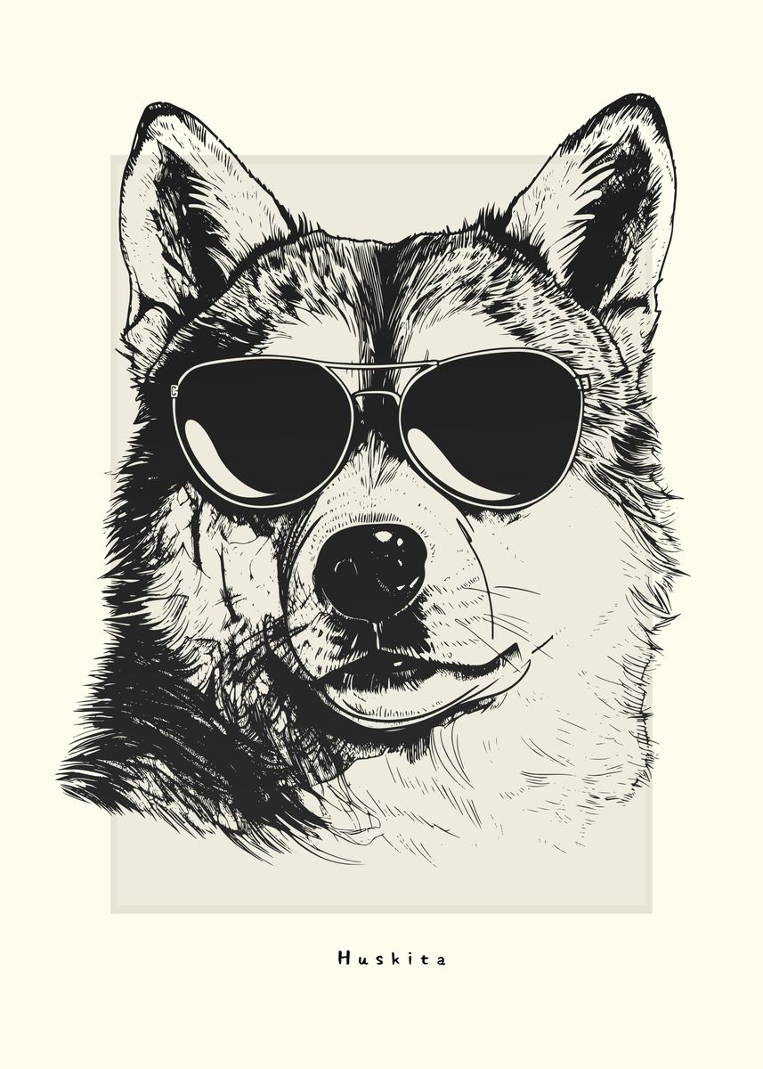 'Huskita Illustration' Poster, picture, metal print, paint by Rafael Dxgn | Displate