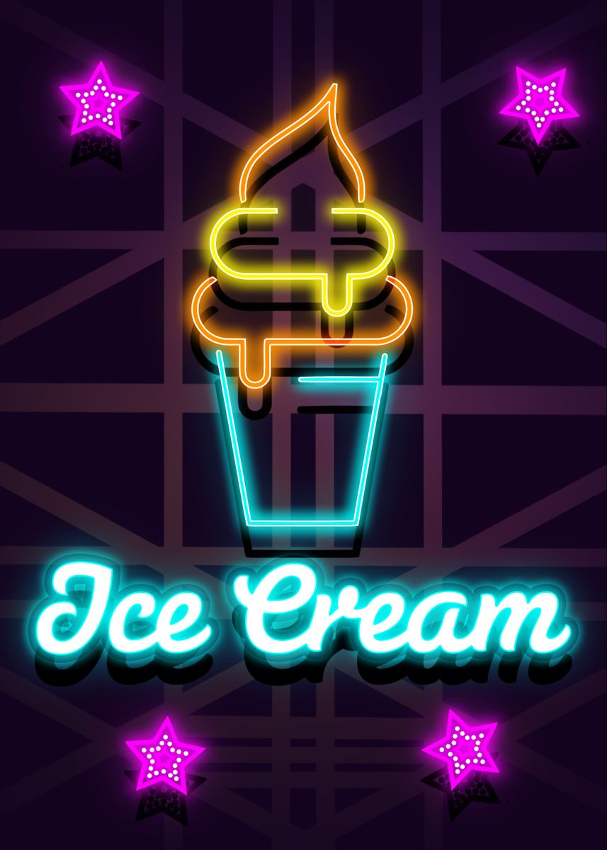 'Ice Cream Neon' Poster, picture, metal print, paint by Neon Poster ...