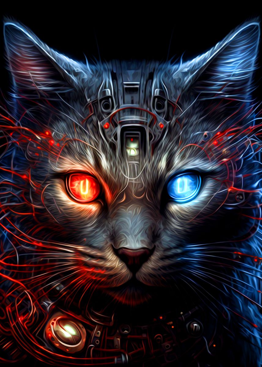 'Cat' Poster, picture, metal print, paint by bds land | Displate