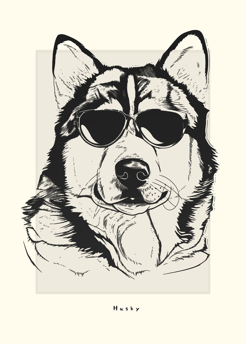 'Husky Illustration' Poster by Rafael Dxgn | Displate