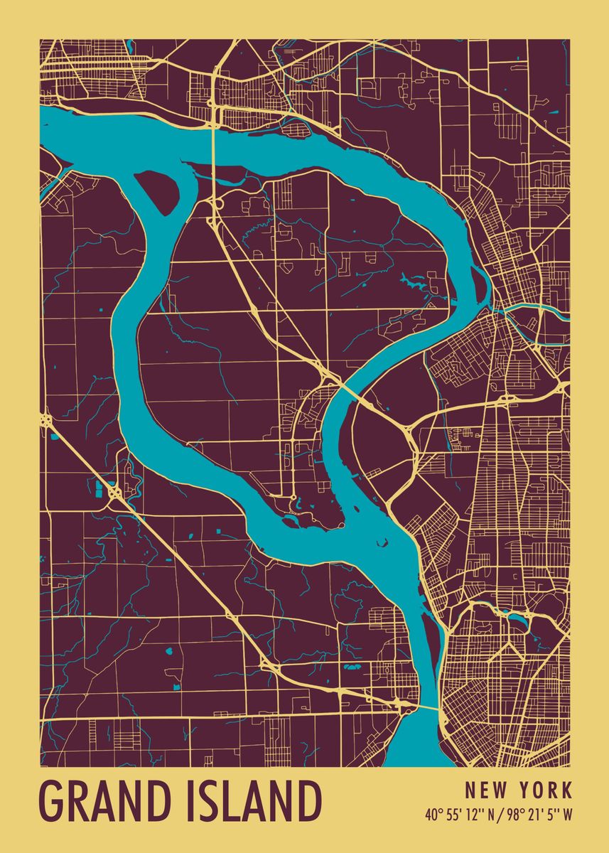 'Grand Island Ny' Poster, picture, metal print, paint by Miracle Studio ...